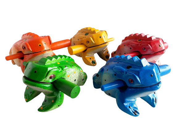 Hand Carved Painted Croaking Frog – The Elephant Shop