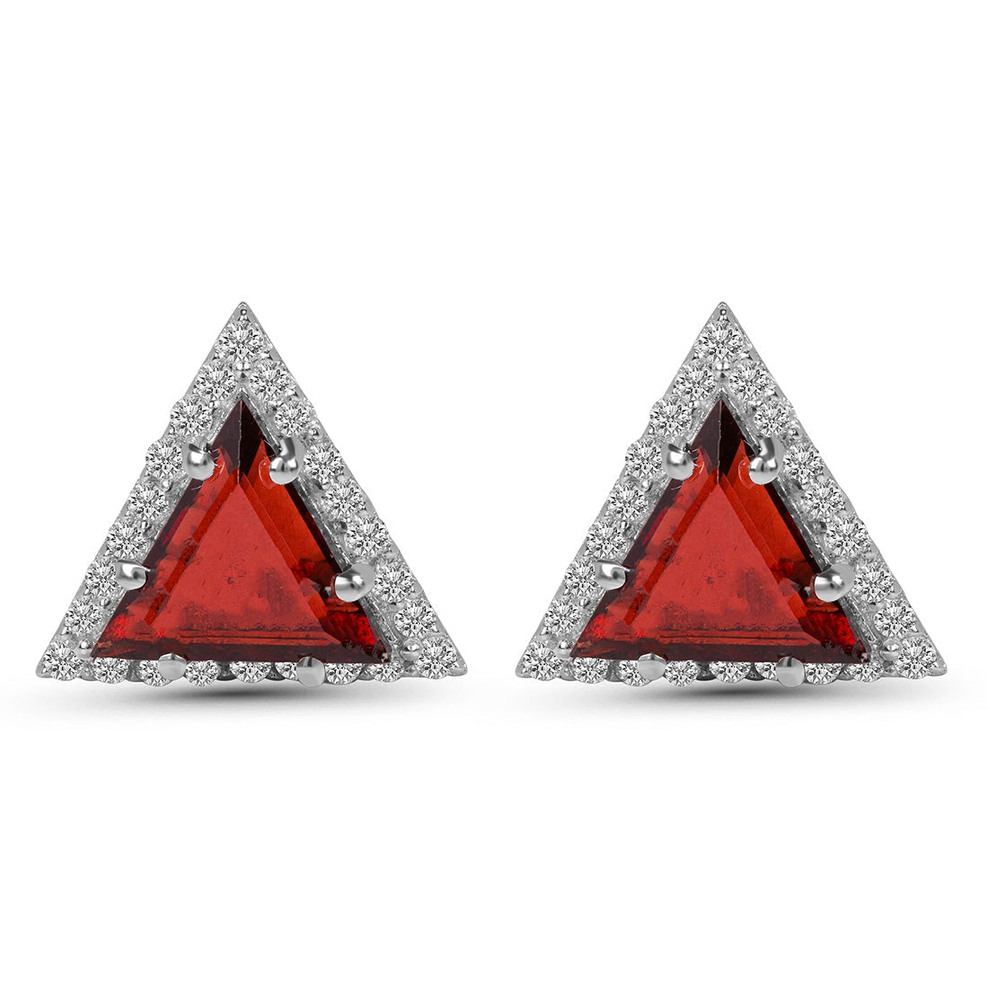 Garnet Silver Delta Stud Earrings – The Elephant Shop