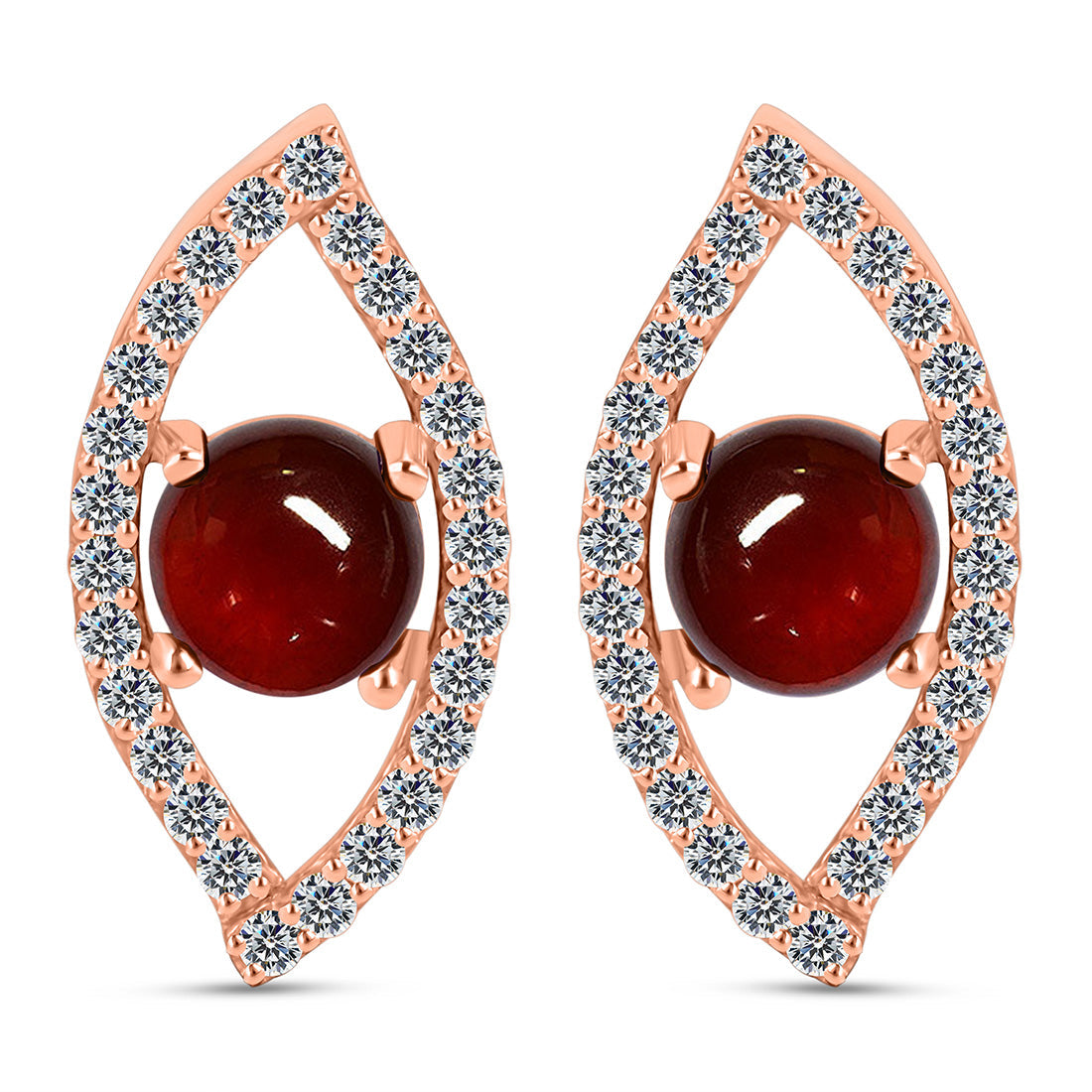 Garnet Rose Gold Curvy Cleo Stud Earrings – The Elephant Shop