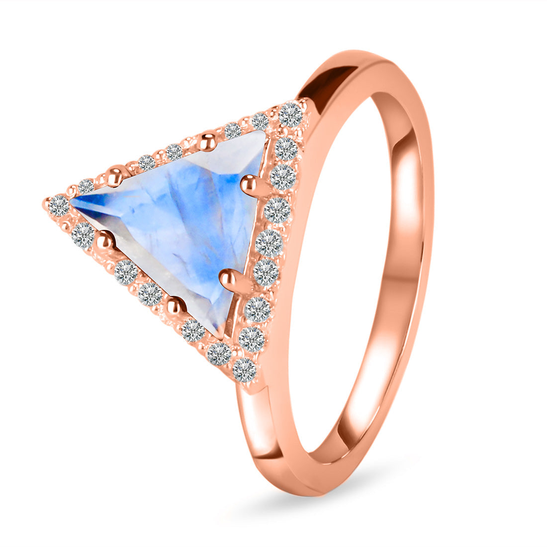 Moonstone Rose Gold Delta Ring – The Elephant Shop